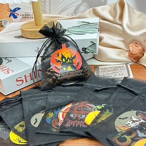 [Hot Item] Gift Bags Custom Fabric Halloween Gift Bags with Drawstring Satin Jewelry Bags Velour Cosmetic Sachets Bags Cotton Organza Gift Pouches Small Cloth Gift Bags