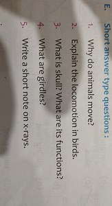 Why do animals move?Explain the locomotion in birds.What is s... | Filo