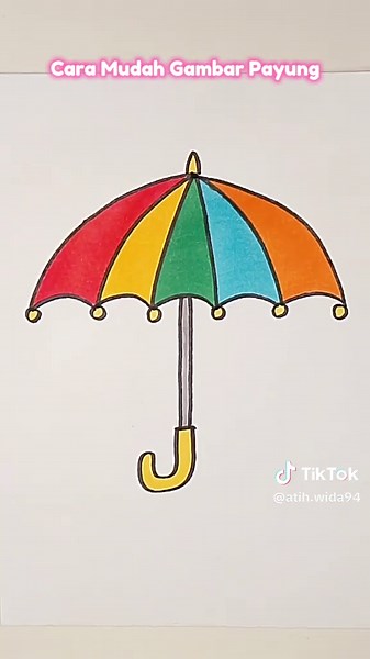 Cara Mudah Menggambar Payung - Tutorial Gambar Simpel