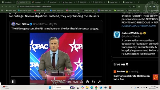 MASSIVE Supreme Court Election Law Battle, Jack Smith Cover-Up! READ: https://www.judicialwatch.org/scotus-election-integrity-case/ READ: https://www.judicialwatch.org/scotus-ballots-after-election-day/ READ: https://www.grassley.senate.gov/imo/media/doc/arctic_frost_197_subpoena_records_obtained_by_chairman_grassley.pdf READ: https://judiciary.house.gov/sites/evo-subsites/republicans-judiciary.house.gov/files/evo-media-document/2025-10-27-jdj-jak-to-fbi-patel-re-fertitta-investigation.pdf READ: