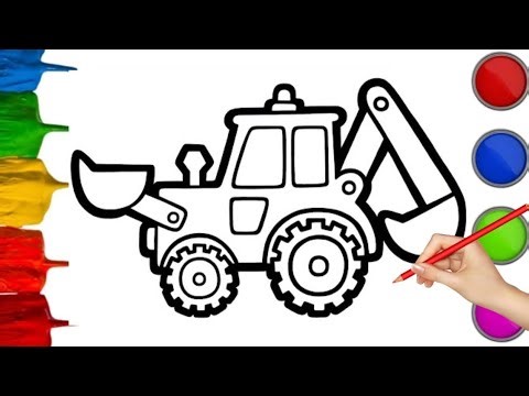 How to draw cute and easy Bulldozer | Easy Step by step Drawing, Painting and Coloring for Kids