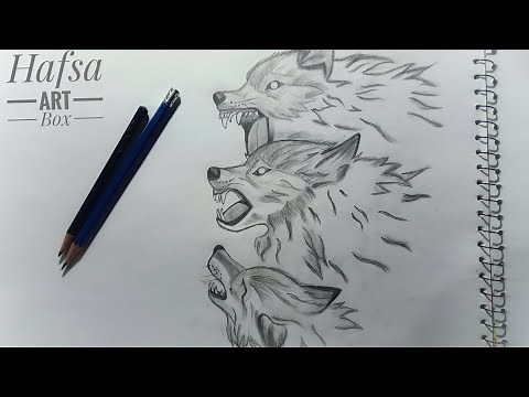 How to Draw A Wolf || Draw Pack of Wolves || Pencil Sketch of Howling Wolf || Step By Step