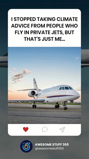 It’s hard to take lectures on carbon footprints seriously when they’re coming from 30,000 feet in the air. Real leadership starts with example, not exemption. If you’re preaching sustainability, your lifestyle should reflect the message—not fly in the face of it. Accountability isn’t optional, even when you’re flying private. ✈️🌍 #PracticeWhatYouPreach #ClimateTalks #AwesomeStuff365 | Awesome Stuff 365