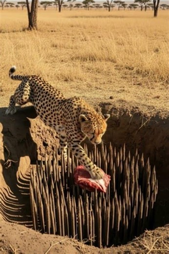 🐆🍖❓Will the Leopard Avoid the Trap and Get the Meat? 🐆🍖❓ #leopard