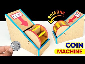 Rotating Coin machine , how to make coin piggy bank , Easy school project , how to make money atm
