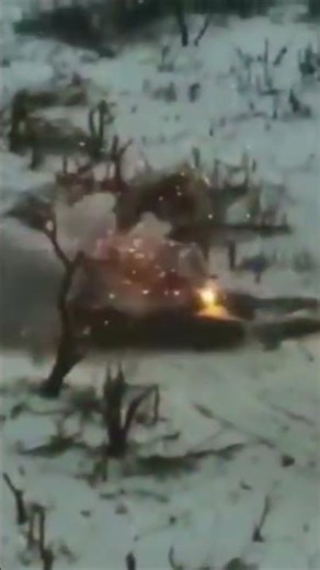 A Russian T 90M tank takes multiple hits from the M242 Bushmaster 25mm cannon mounted on a Ukrainian