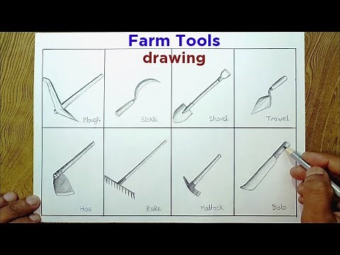 Farm tools drawing easily/ How to draw agricultural tools drawing