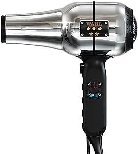 Wahl Professional - 5-Star Series Ionic Retro-Chrome Design Barber Hair Dryer #05054-Includes 2 Concentrator Attachments 2.5"-3.5" with a 9' Cord - 2 Speed Settings with 3 Heat Settings & Cool Setting