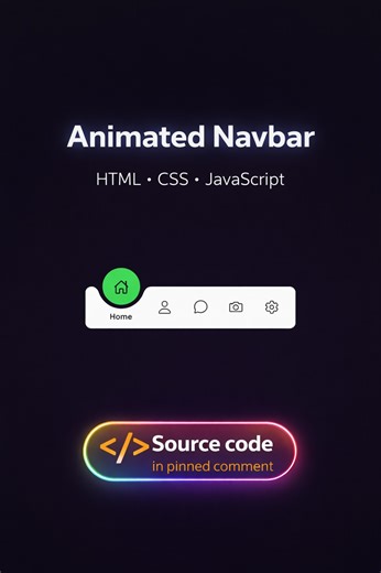 Animated Navbar - Built with HTML, CSS & JavaScript | devsQUE Source code in pinned comment #coding #html #css #javascript #reels | devsQUE