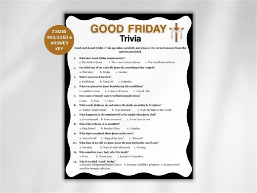 Good Friday Bible Trivia Game, Christian Lent Game for Kids Adults, Lent Sunday School, Holy Week Games, Holy Week Trivia, Easter Trivia - Etsy