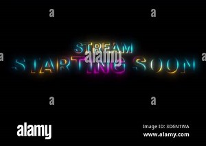 Stream starting soon neon text animation suitable for video live streaming. Looped Glowing Light 4K. Animated neon starting soon text on a transparent background, advertising next business concept.