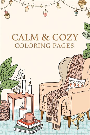 Calm & Cozy Coloring Pages – 50 Printable Adult Coloring Sheets | Relaxing Line Art - Etsy