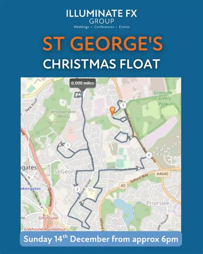 1.2K views | We're getting ready for the St George's Santa Float tonight with Cllr Richard Overton! We'll be setting off just after 6pm, you can track Santa using the link below - but please note it won't be live until we've set off so please near with us if it shows 'link expired' initially! https://glympse.com/!illuminatefx See you soon St George's! | Illuminate FX Group | Facebook