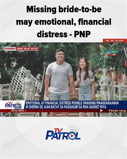 Missing bride-to-be may emotional, financial distress - PNP. #reels | ABS-CBN News