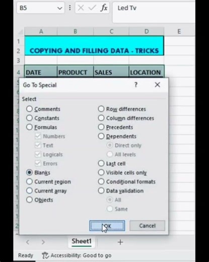 Copying & filling Data in Excel