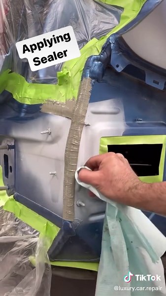 BMW end panel repair #fyi #fyp #bodyshoplife #luxurycarrepair #panelbeater #repair #sealer #autobody