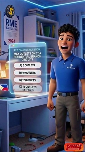Under the Philippine Electrical Code, what is the maximum number of outlets permitted on a 20-ampere general-purpose branch circuit in a residential dwelling? _____ Please Like, Follow and Share! 𝐈❤️𝐄𝐥𝐞𝐜𝐭𝐫𝐢𝐜𝐢𝐭𝐲 #ElectricalEngineering #EngineeringTips #Electrician #PEC2017 #review @topfans | Philippine Electrical Code