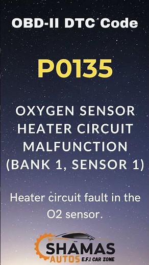 P0135, OBD-II DTC CODE, Oxygen Sensor Heater Circuit Malfunction (Bank1) #car #carsensor #automobile