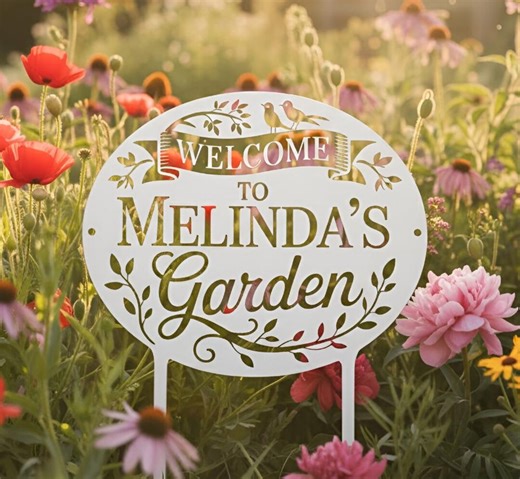 Custom Garden Metal Sign, Personalized Garden Name Sign Yard Decor - Etsy