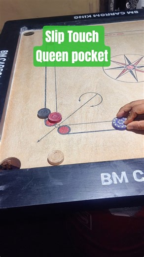 Carrom King 👑 Slip Touch Queen pocket || Perfect Slip touch shot || carrom tutorial || #bmcarromking