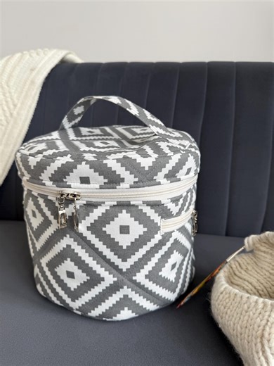 Handmade Floral Knitting Project Bag Oval Yarn Organizer With Zipper Crochet Storage Bag - Etsy