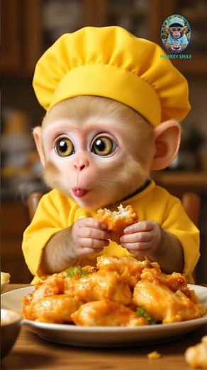 Cute Baby Monkey Chef Cooking Delicious Food 🍗👨‍🍳 | Adorable Kitchen Moments