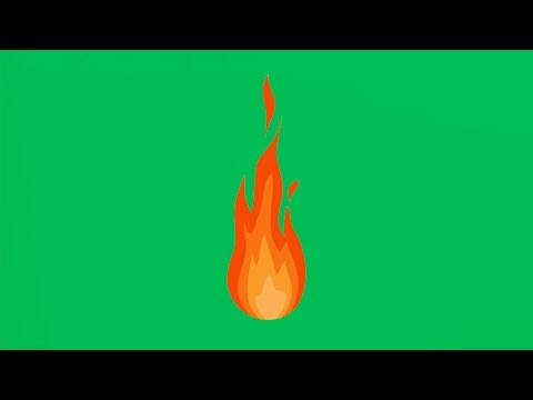 Fire Flame Icon Animation | Loopable Bonfire, Fire Emoji, Logo on Green Screen Stock Video