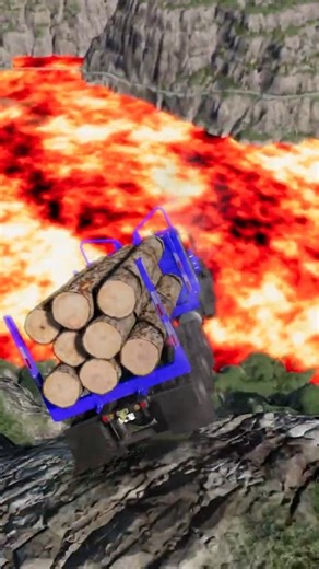 Log Truck vs Giant Lava Pit – BeamNG.drive #beamng #shorts #beamngdrive #automobile #usa #viral