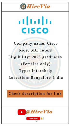 Software Engineer Intern | Cisco Women Internship Program