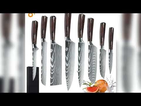 A must-have product! 7CR17 8PCS Kitchen Knives Set Stainless Steel Sharp Chef Slicing Meat Cleaver