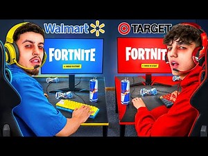 Last To Sleep Using Target vs Walmart Gaming Setup Wins! (Fortnite)