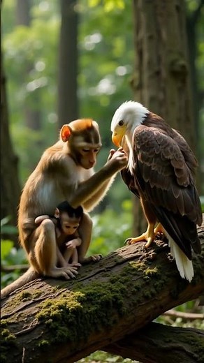 Monkey and Eagle Share a Peaceful Spring Moment #wildlife