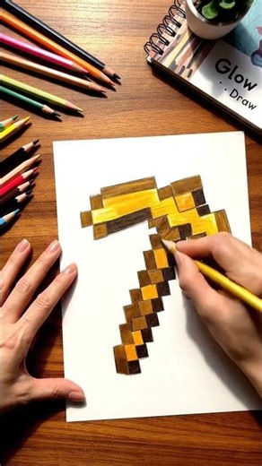 Drawing Hyper-Realistic Minecraft Gold Pickaxe! ⛏️