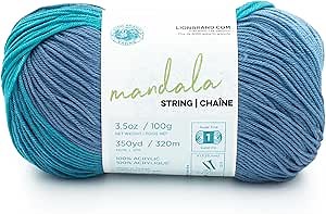 Lion Brand Yarn Mandala String, Fingering Yarn for Knitting and Crochet, Tune, 1 Pack