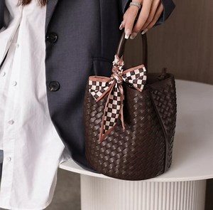 Braided Woven Leather Bucket Bag, Genuine Leather Squishy Style Handbag With Scarf and Inner Pouch, Handbag Messenger Bag, Multiple Colors - Etsy