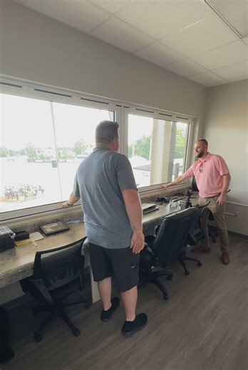 3.3K views · 27 reactions | Jeff Ritz and Casey Stagg of Mansion Windows & Doors check out the ActivWall Gas Strut Windows at Lou Whitaker Park, home of the Martinsville Mustangs. These custom windows have an in-swing configuration, allowing staff to easily open and close them from the 2nd floor Press Box. Learn more and request a quote at ActivWall.com. #PressBoxDesign #AthleticComplexDesign #CustomWindows #GasStrutWindows | ActivWall | Facebook
