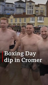 A swim in the North Sea isn't everyone's idea of fun on Boxing Day, but hundreds of people do it! #cromerdip #boxingdaydip | BBC Norfolk