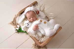 Newborn Mohair Bunny Outfit: Knit Rabbit Costume, Toy & Romper - Etsy