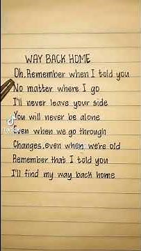 Way back home • SHAUN Feat. conor Maynard | lyrics #shorts ©️ to the video owner