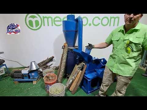 Wood Chipper & Hammer Mill Combo Processing Lumber, Branches, Leaves and Alfalfa
