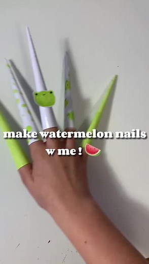 Watermelon nailz!! • what nails are next? #paper #papercraft #cardboard #cardboardcrafts #papernails #nails #crafts #diy