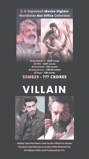 S. S. Rajamouli Movie Collections & New Villain Casting Update Poster