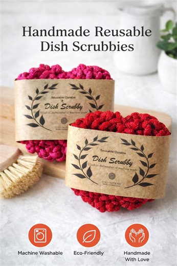 Hand Crocheted Nylon Dish Scrubby, Heart Shaped, Valentine Gift - Etsy