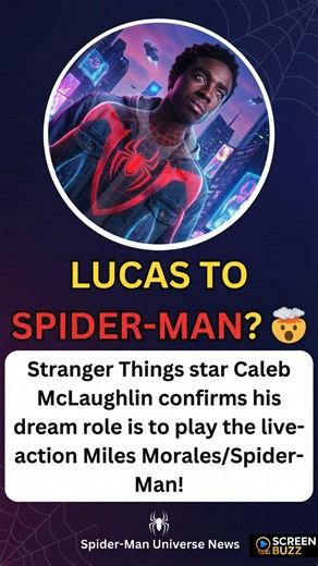 LUCAS TO SPIDER-MAN? 🤯 The long-running fan-cast just got a massive endorsement! In a recent interview with TIME, Caleb McLaughlin (Lucas Sinclair in Stranger Things) openly shared his ultimate goal, stating plainly: playing Miles Morales/Spider-Man is his "dream role." 💥 With the live-action Miles Morales film officially in development for the MCU, McLaughlin's age, talent, and built-in fanbase make him a compelling choice for the mantle. Imagine the energy and heart he could bring to the rol