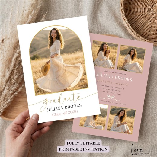 Modern Graduation Announcement, Minimalist Senior Grad Party Invitation, Photo Invite (digital Download) - Etsy