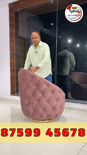9.6K views · 148 reactions | Transform your space with our exquisite 360° rotated chair from Gruha Lakshmi Furniture, Rajahmundry. 晴 Elevate your comfort with premium-quality fabric and a stylish button-bar design. Call 8759945678 for more details | Gruhalakshmi Furniture & sofa factory | Facebook