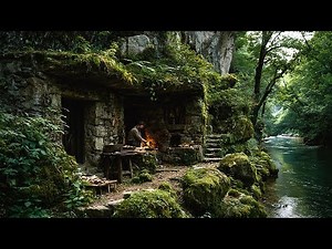 How I Built an Underground Forest Shelter | Primitive Survival With Stone, Wood & Fireplace Heating