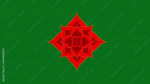 Red rotating flower on green and black background. Chinese New Year element. Christmas element. Chrome key