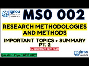 IGNOU MSO 002 MOST IMPORTANT QUESTIONS FOR DEC 2025 EXAMS | IGNOU MSO 002 Quick Revision #mso002