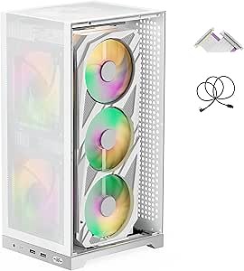 L400 Mesh ITX Computer Chassis - 12.1L Compact Gaming Case, Enhanced Airflow Mesh Panels, 350mm Vertical GPU, ATX/SFX PSU Compatibility, PCIe 3.0 Riser & DP 1.4 Cable, White